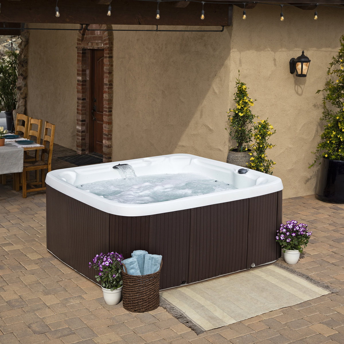 Lifesmart Spas LS600DX 230 Volt 7-Person 65-Jet Square Hot Tub with ...