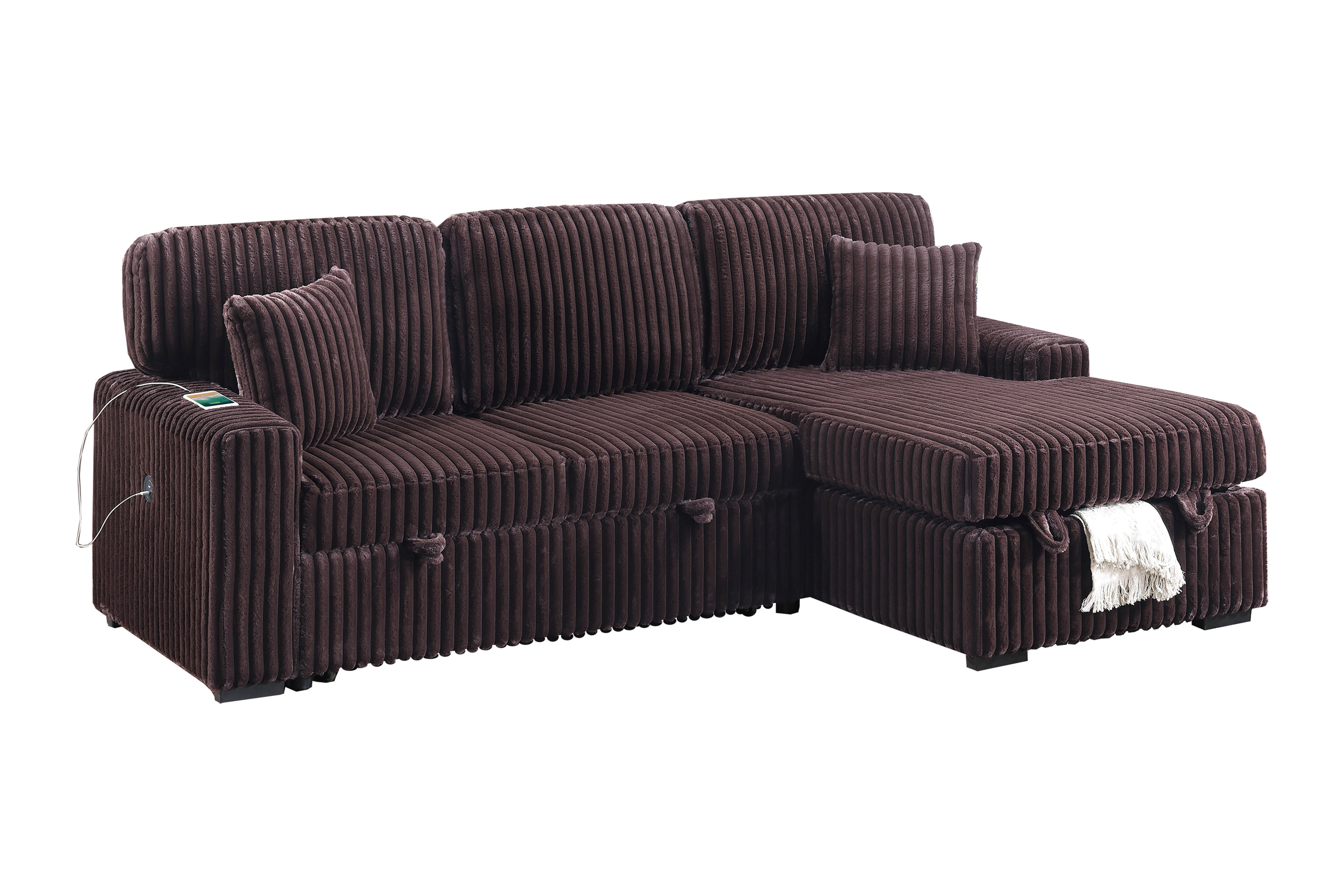 Wrought Studio™ Modern Style 2Pc Convertible Sectional Pull Out Sofa ...
