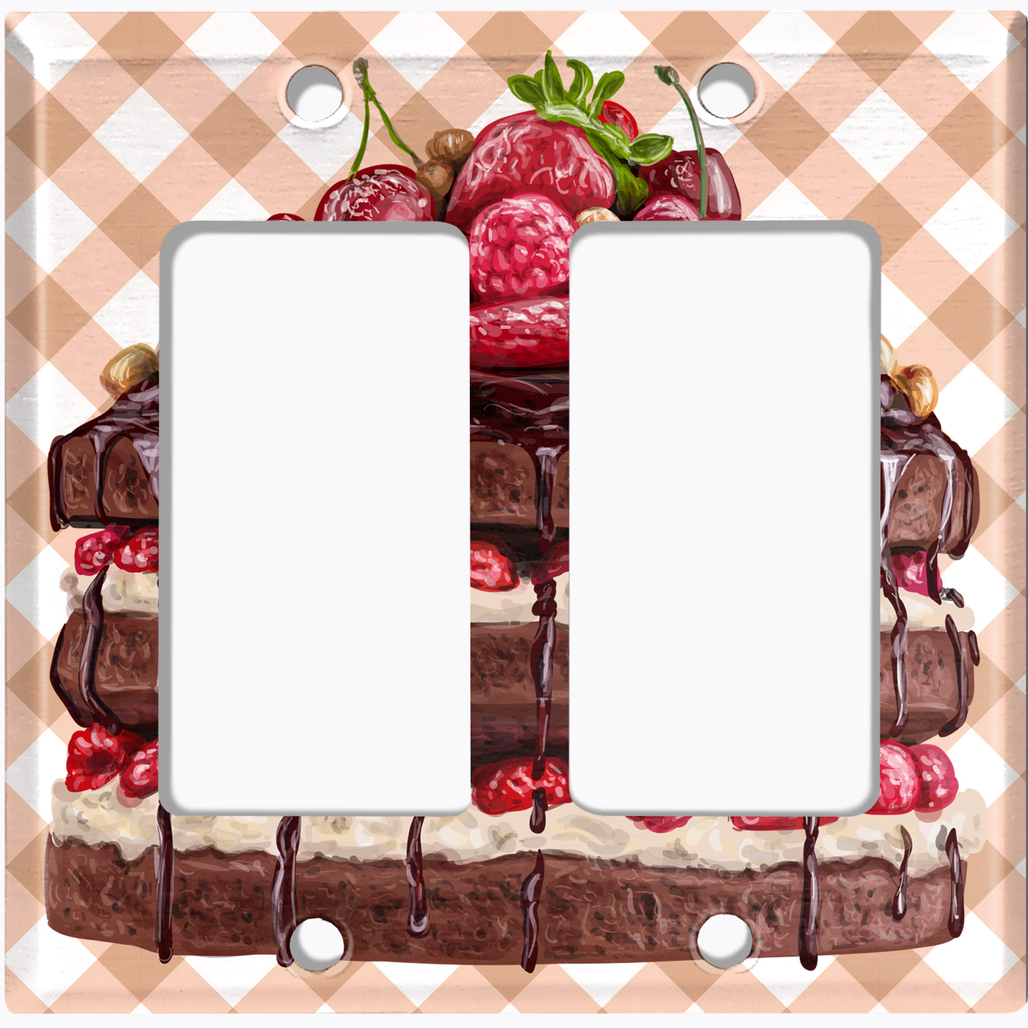 WorldAcc Layered Chocolate Strawberry Cake 2-Gang Rocker Wall Plate ...