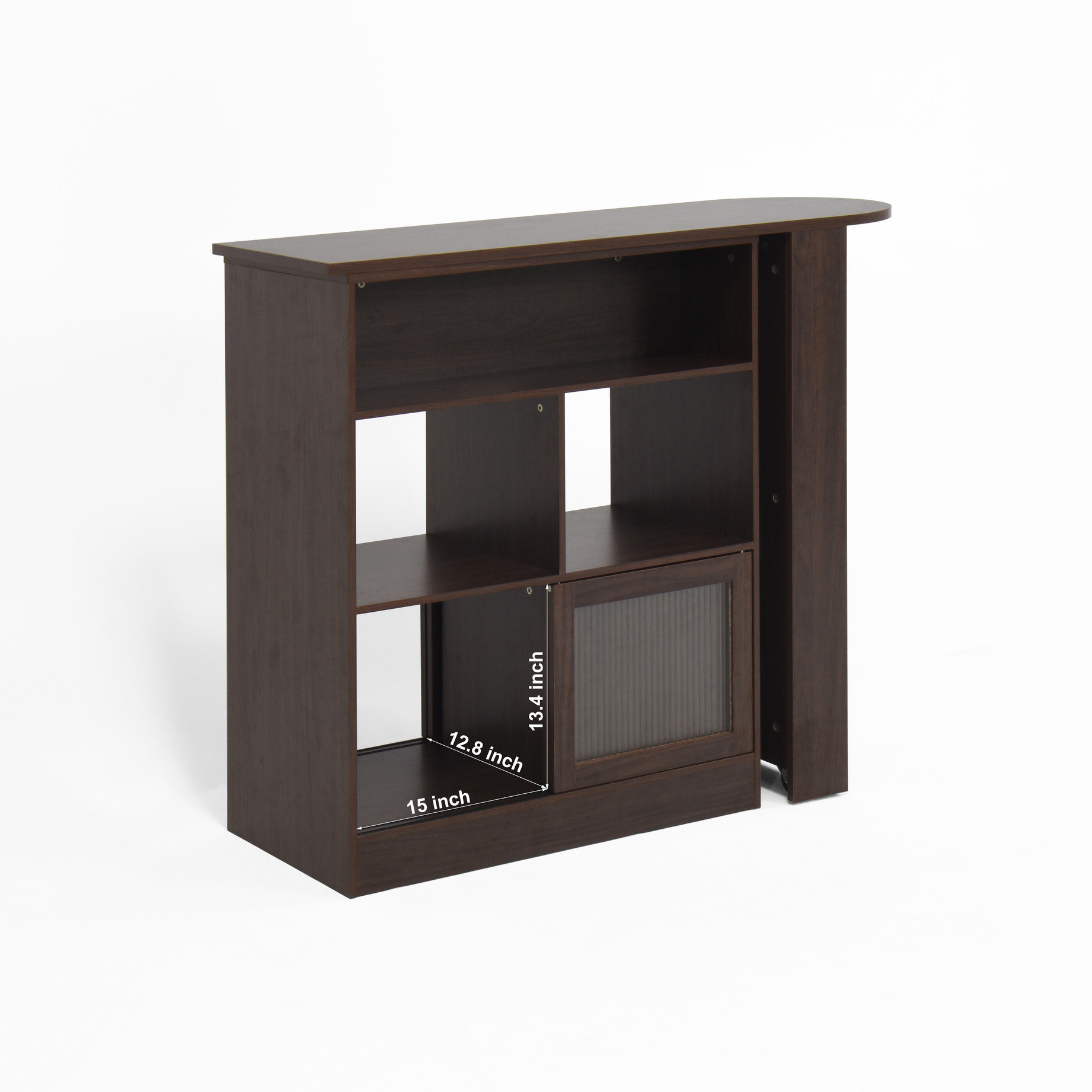 Latitude Run® Modern Kitchen Bar Table Cabinet, Walnut, With 6 Storage ...