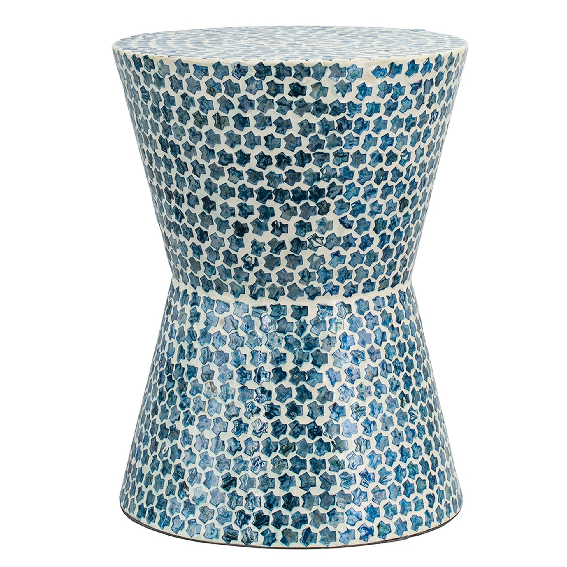 Red Barrel Studio® Blue Round Tapered Stool With Inlay, Coastal Design ...