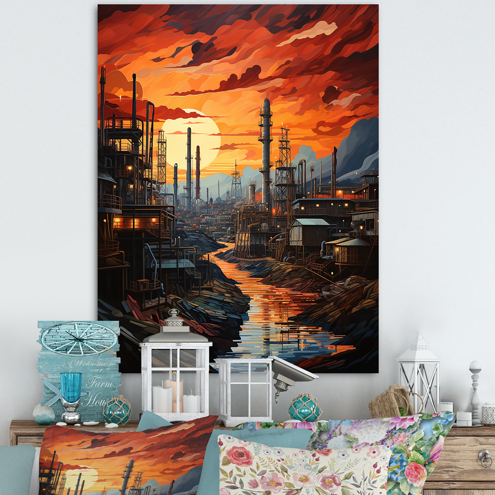 Latitude Run® Orange Oil Rigs Oil Odyssey - Cityscapes Wall Art Prints ...