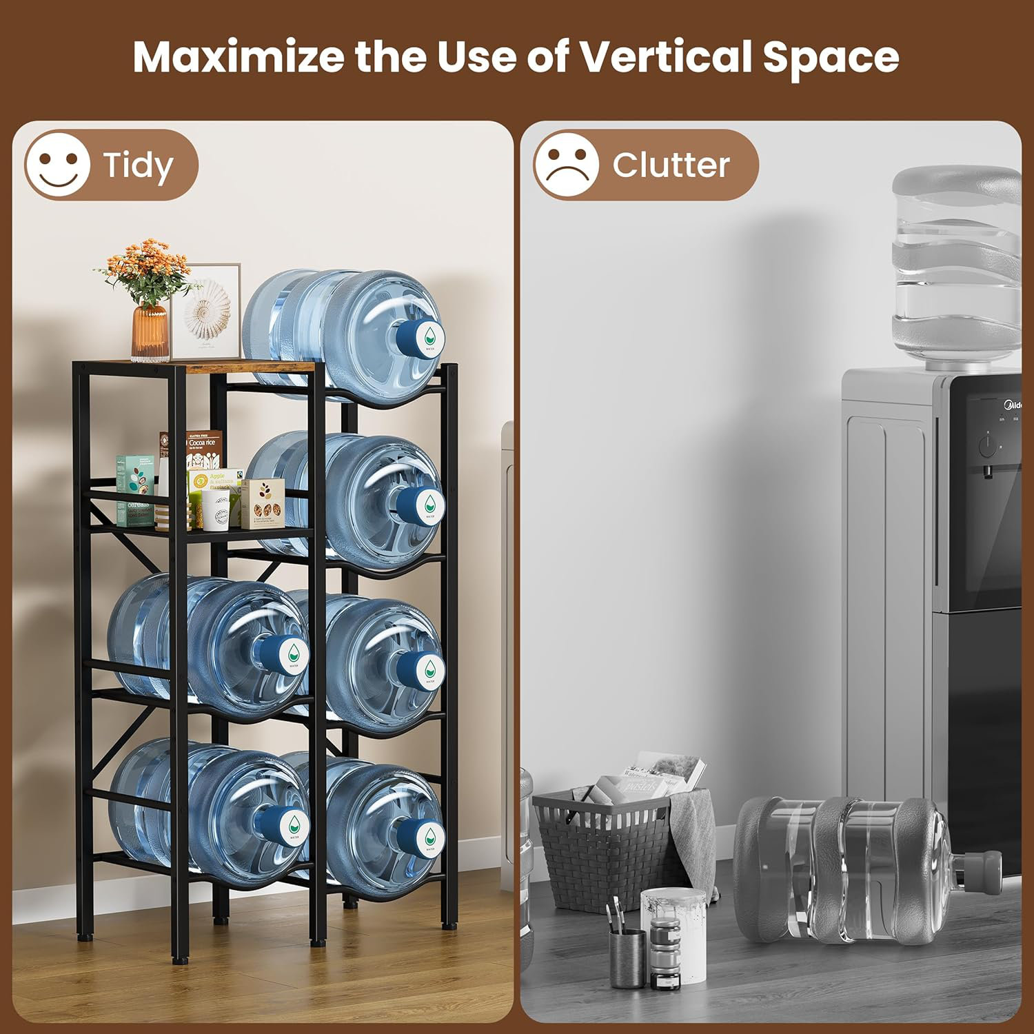 17 Stories Heavy Duty 5 Gallon Water Jug Holder With 4-Tier Storage ...