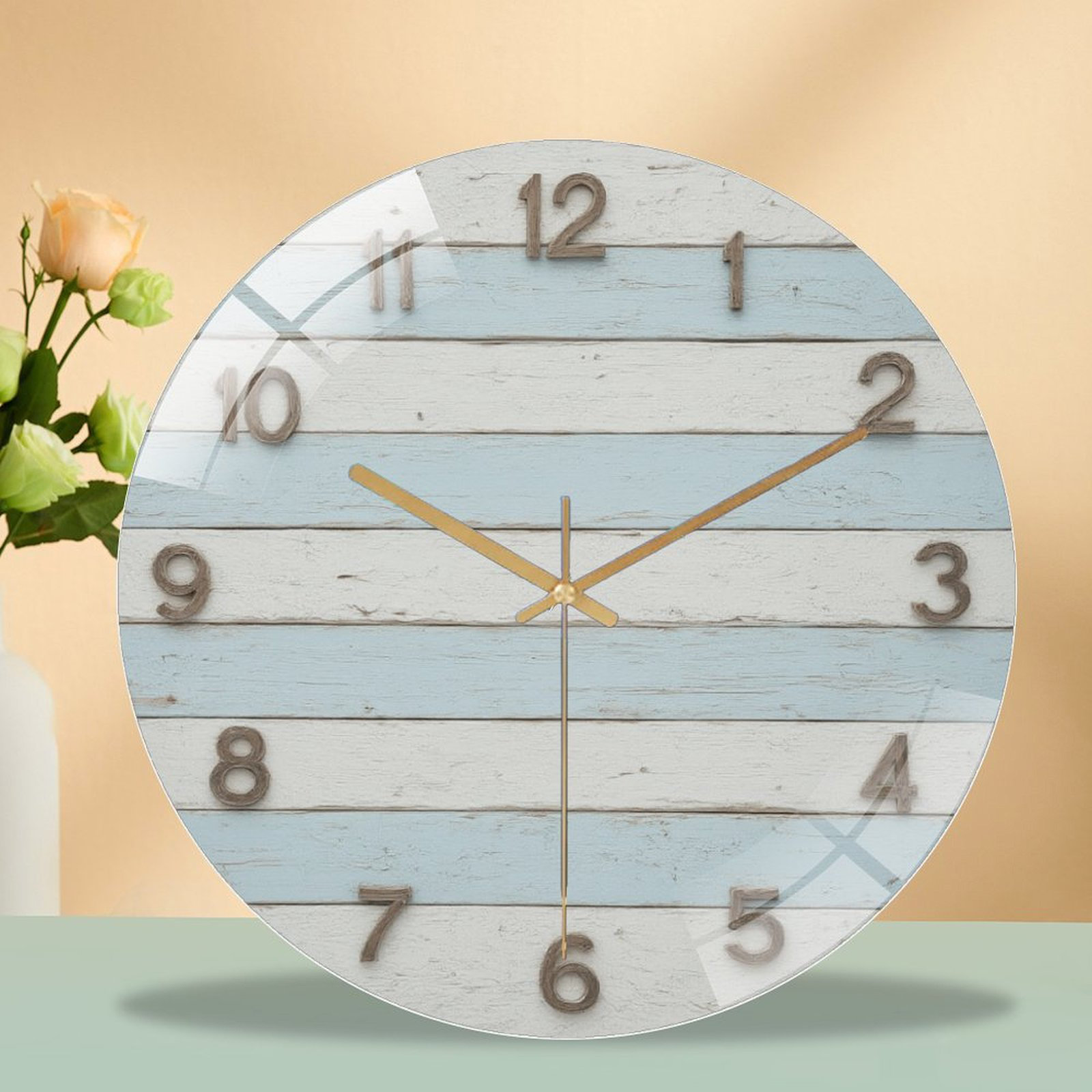 East Urban Home 12" Round Tempered Glass Wall Clock with Silent Quartz ...