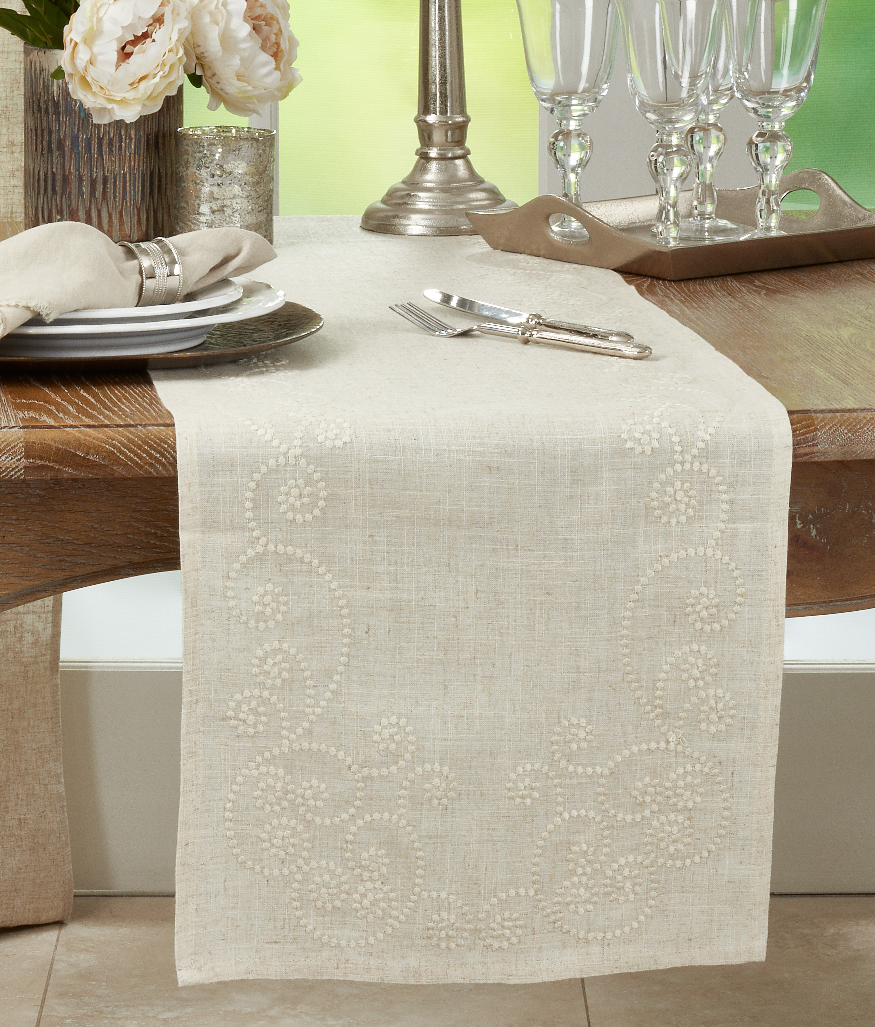 One Allium Way® Arik Embroidered Swirl Table Runner & Reviews | Wayfair
