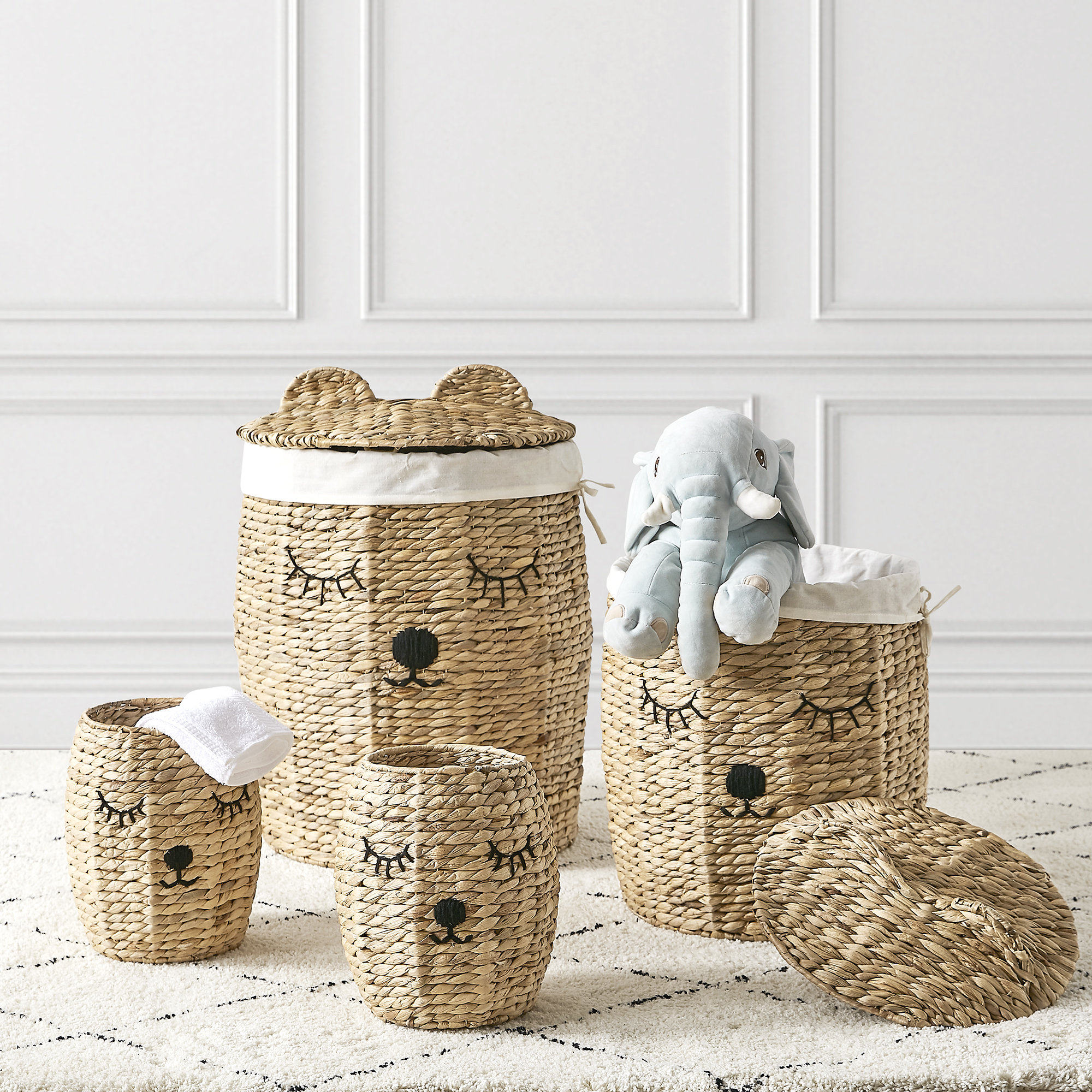 Baum Set Of Four Round Bear Hamper Set | Wayfair