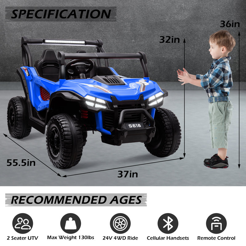 Kulamoon 24V Kids Ride On Toy Car Utv For Kids, 2 Seater & Reviews ...