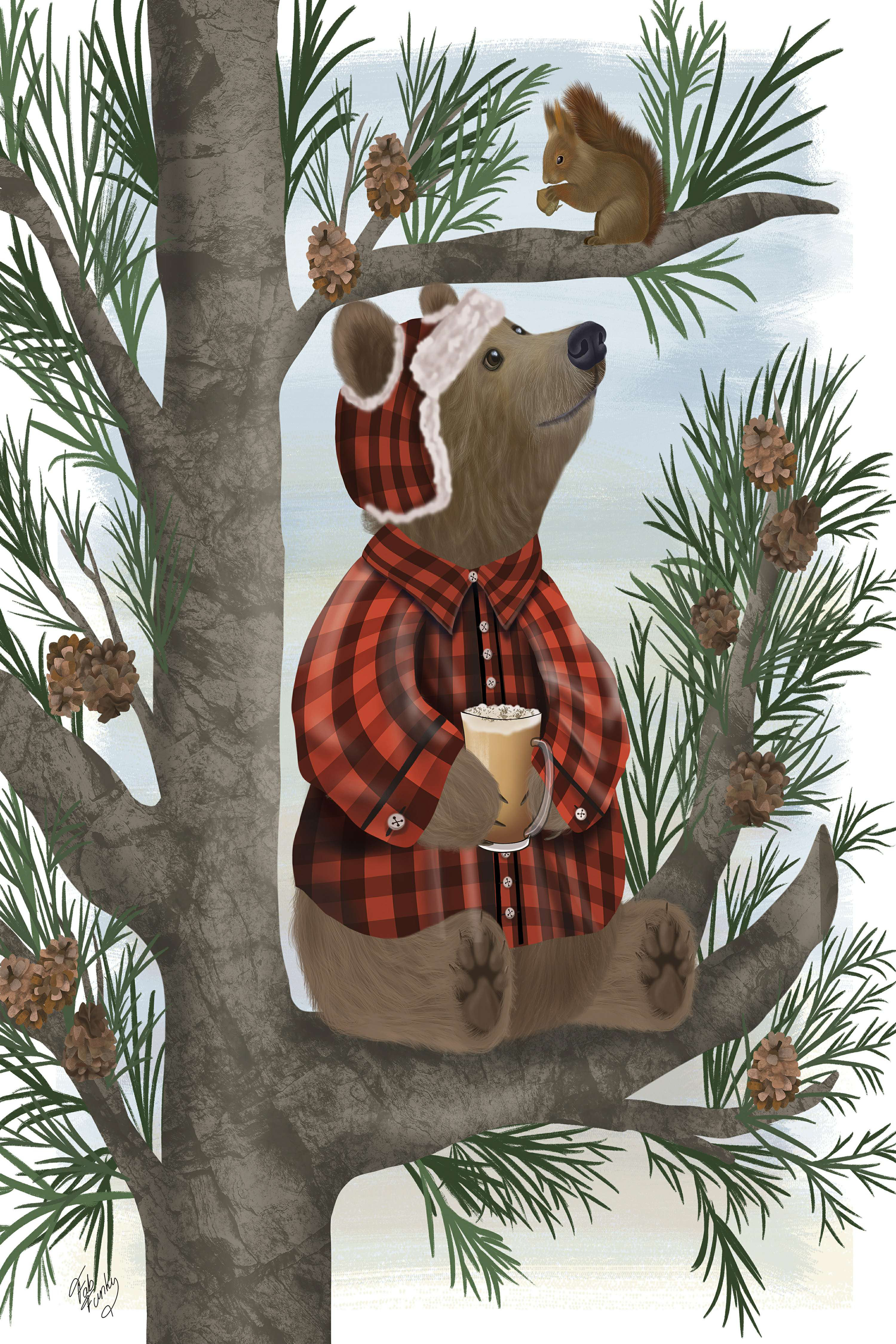 Loon Peak® Lumberjack Bear Pine Tree Coffee Break - Wrapped Canvas ...