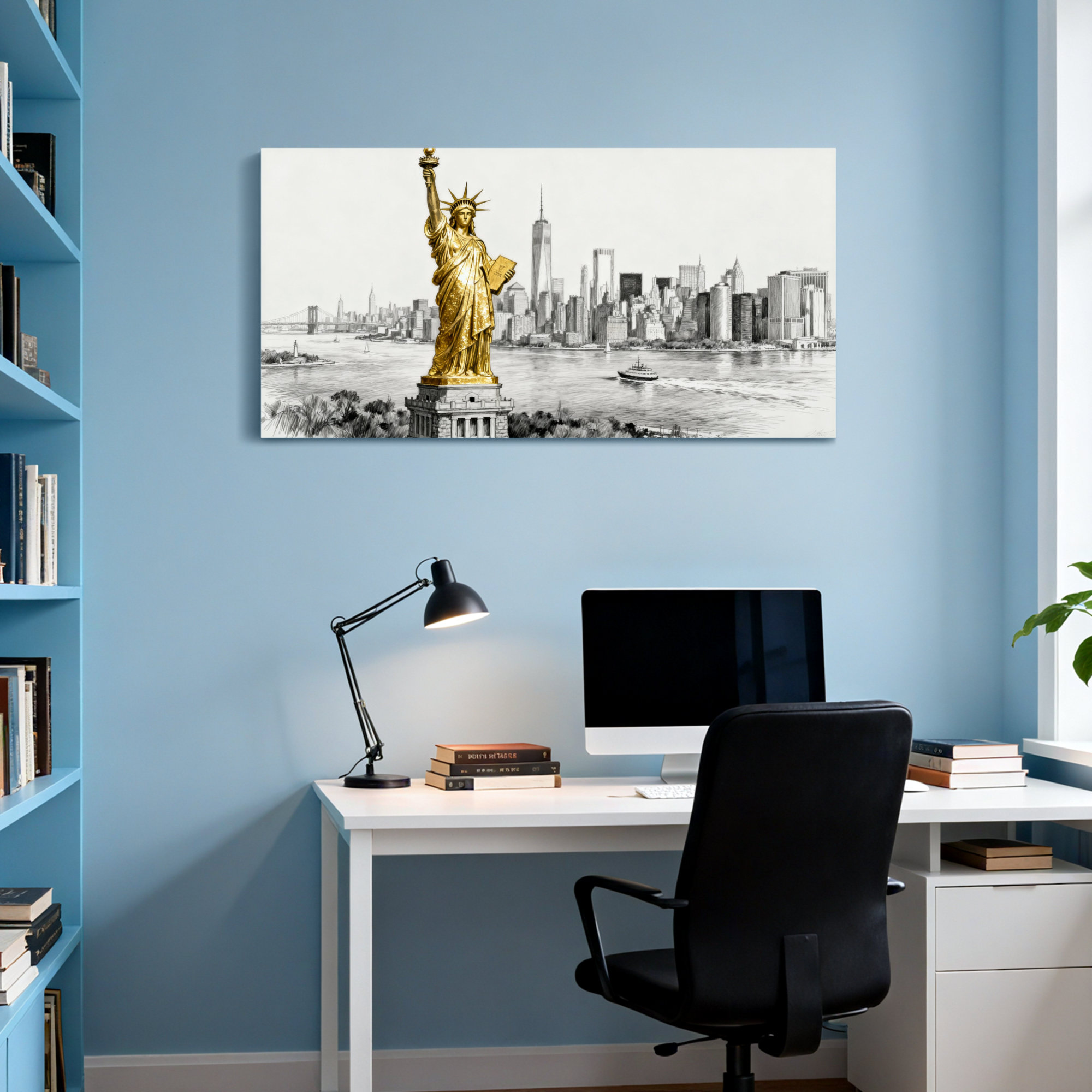 Mercer41 Scenic & Cityscapes Statue Of Liberty Golden New York City ...