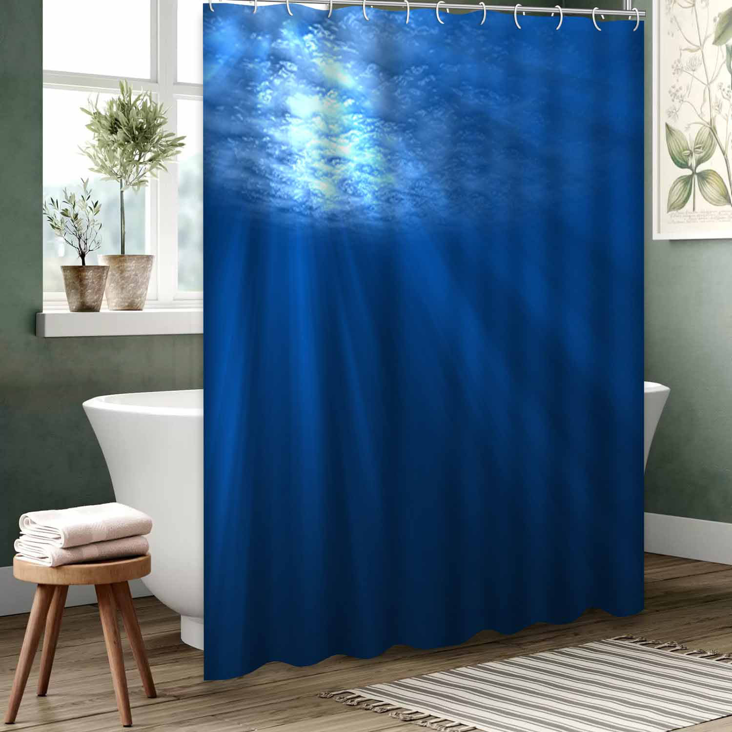 FYATHM Waterproof Shower Curtain,Underwater Scene with Rays Light Sea ...