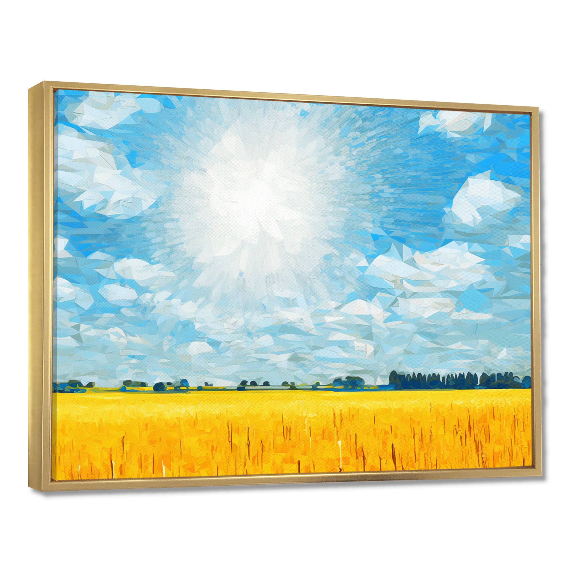 Design Art Bright Sunlight Over Yellow Wheatfield - Meadow Wall Art ...