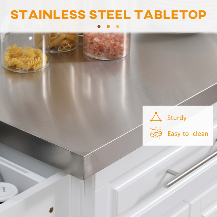 HomCom Metal Kitchen Island & Reviews | Wayfair