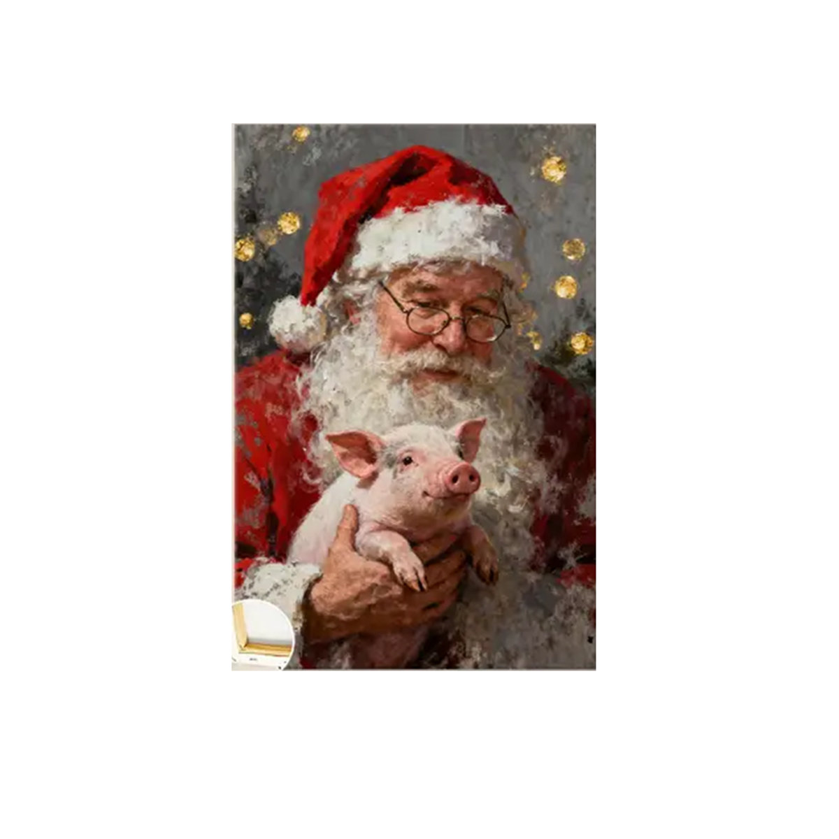 Lily Manor 90*60,1Pc Vintage Santa Claus & Mini Pig Christmas Wall Art ...