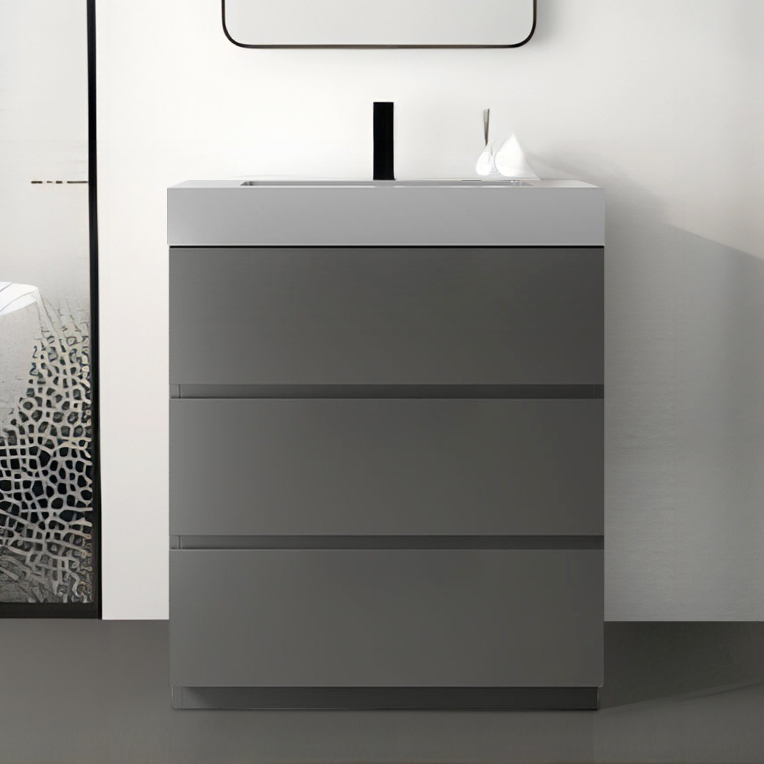 Latitude Run® Lusero 30'' Free Standing Single Bathroom Vanity with ...