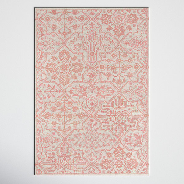 Cece Floral Handmade Tufted Wool Pink/Ivory Area Rug & Reviews | Birch Lane