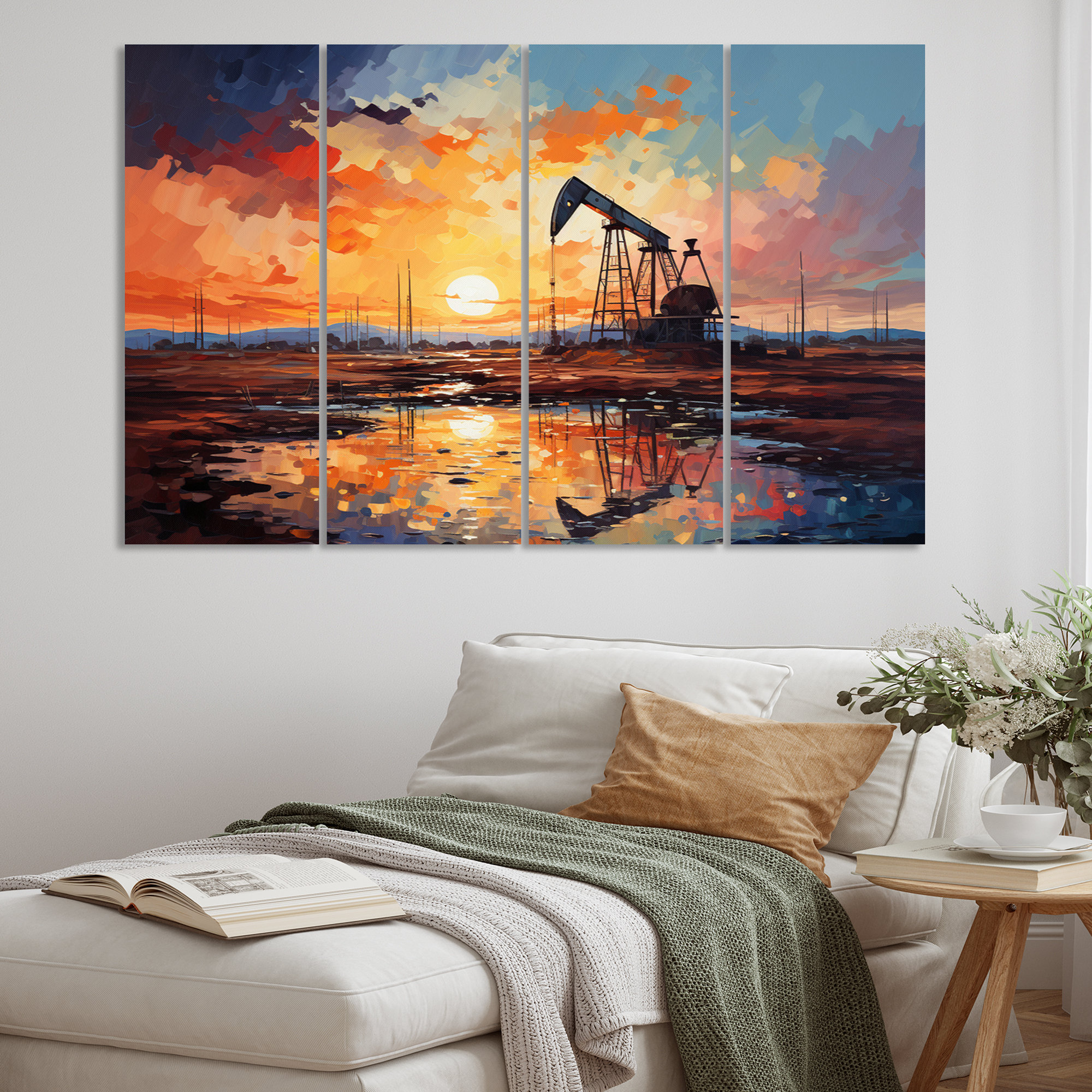 Williston Forge " Orange Oil Rigs Pumpjack In Texas II " 4 - Pieces ...