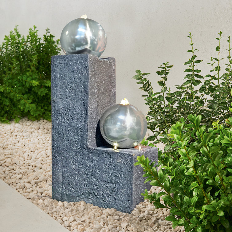 Ivy Bronx Arseneau Twin Stainless Steel Ball Water Feature | Wayfair.co.uk