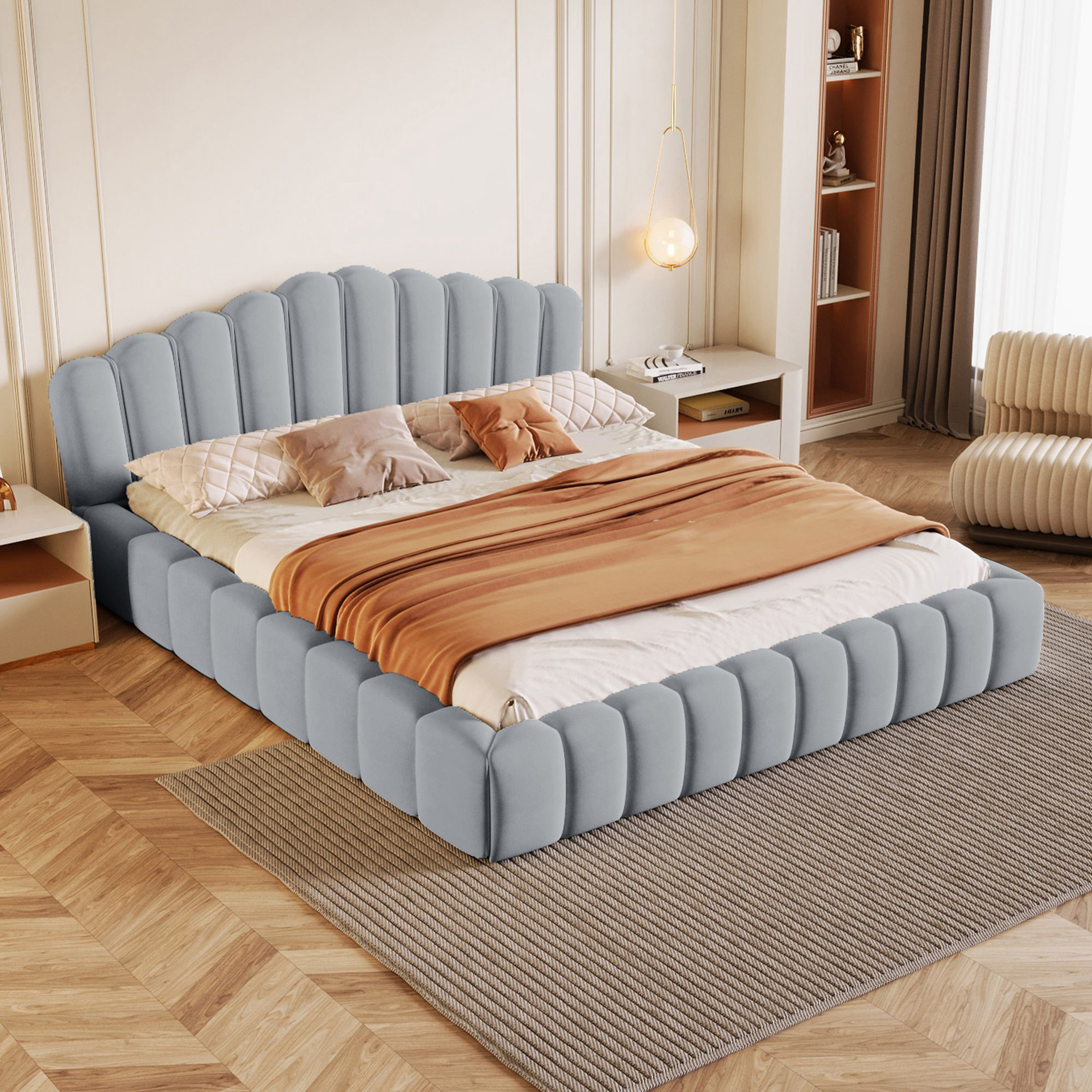 Mercer41 Upholstered Platform Bed With Shell-Shaped Headboard - Wayfair ...