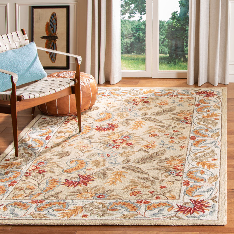 Lark Manor Hollander Hand Hooked Wool Floral Rug & Reviews | Wayfair