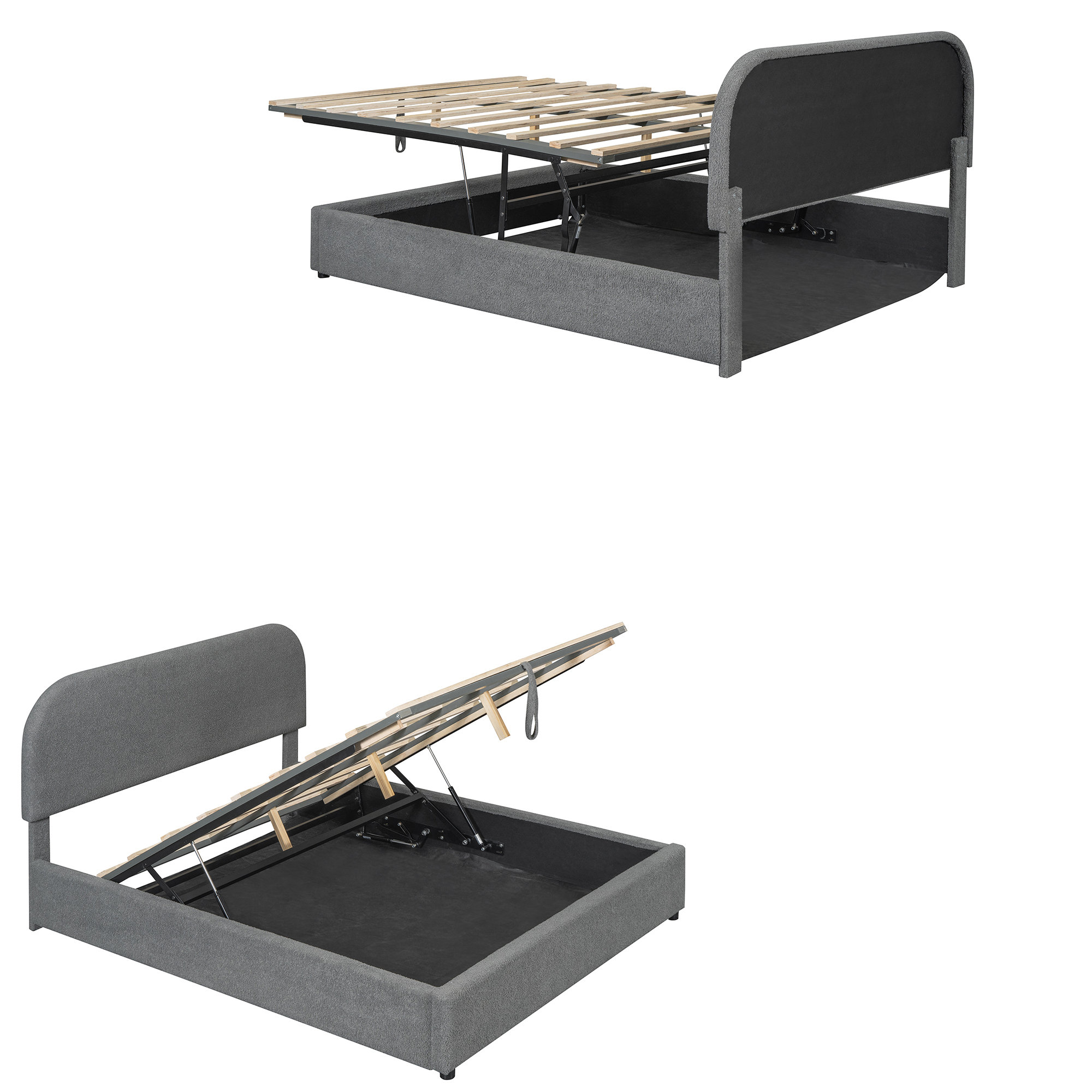 Latitude Run® Teddy Fleece Queen Size Upholstered Platform Bed ...