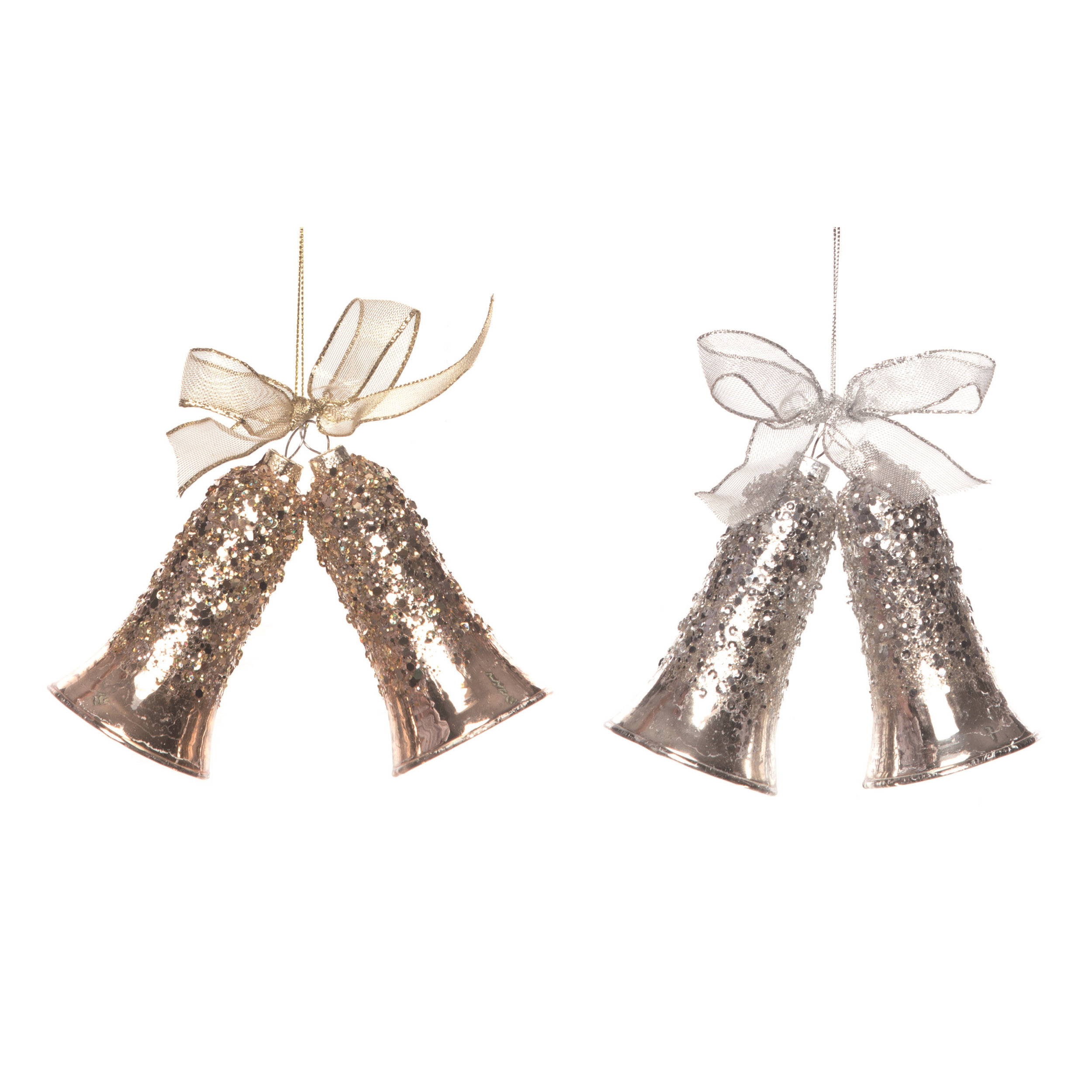 Latitude Run® Glass Glitz Bell Ornament Set of 2 Christmas Home ...