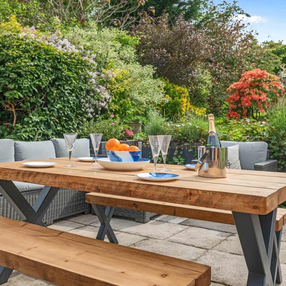 Ashford Blake Chunky Rustic Outdoor Garden Table without Parasol Hole ...