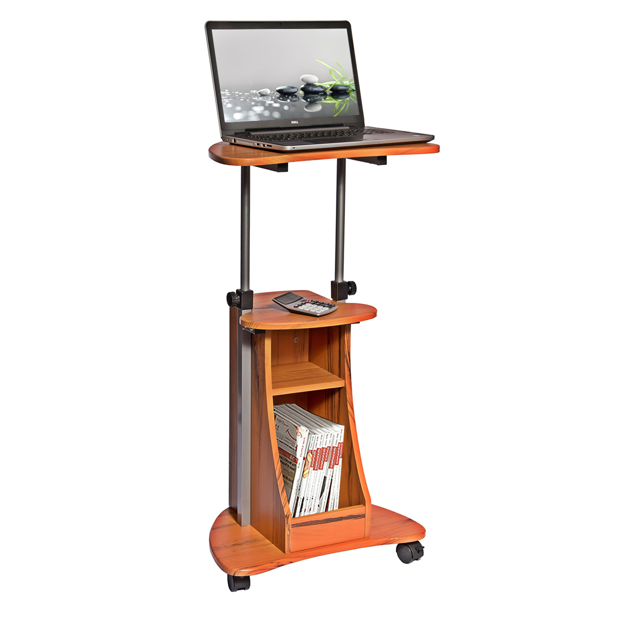 Norbi Sit-To-Stand Rolling Adjustable Height Laptop Cart With Storage ...