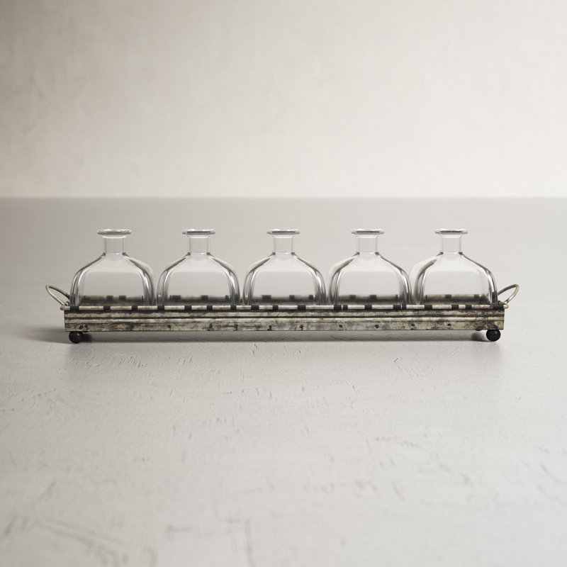 Birch Lane™ Tessa Decorative Rectangular Metal Tray with Handles and 5 ...