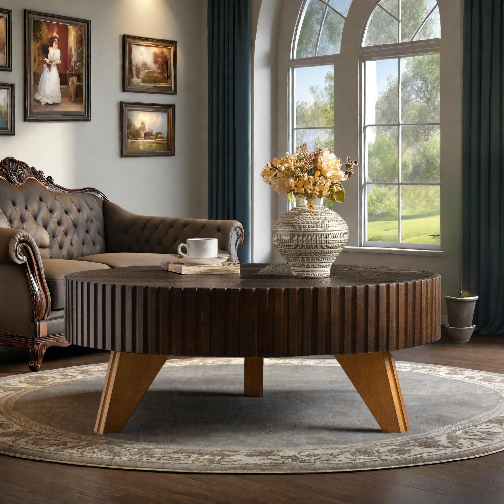 George Oliver Round Vintage Coffee Table With Sturdy Construction ...