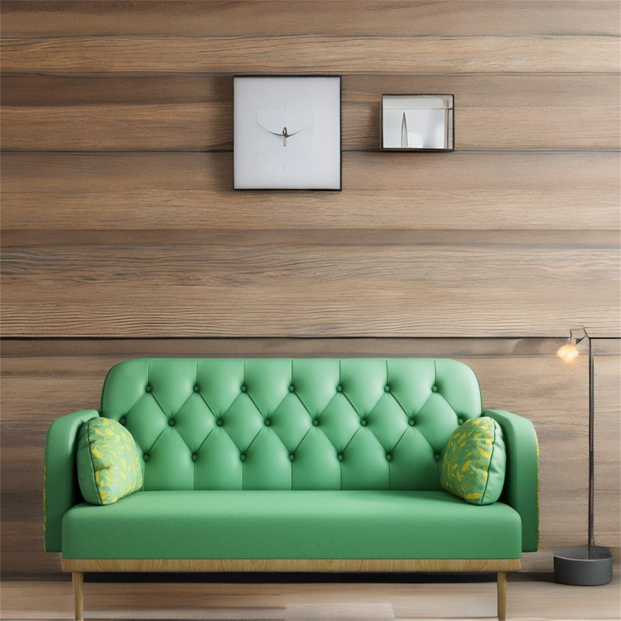 Inbox Zero Tulip Pattern Modern Upholstered Two Seater Pu Sofa With 2 ...