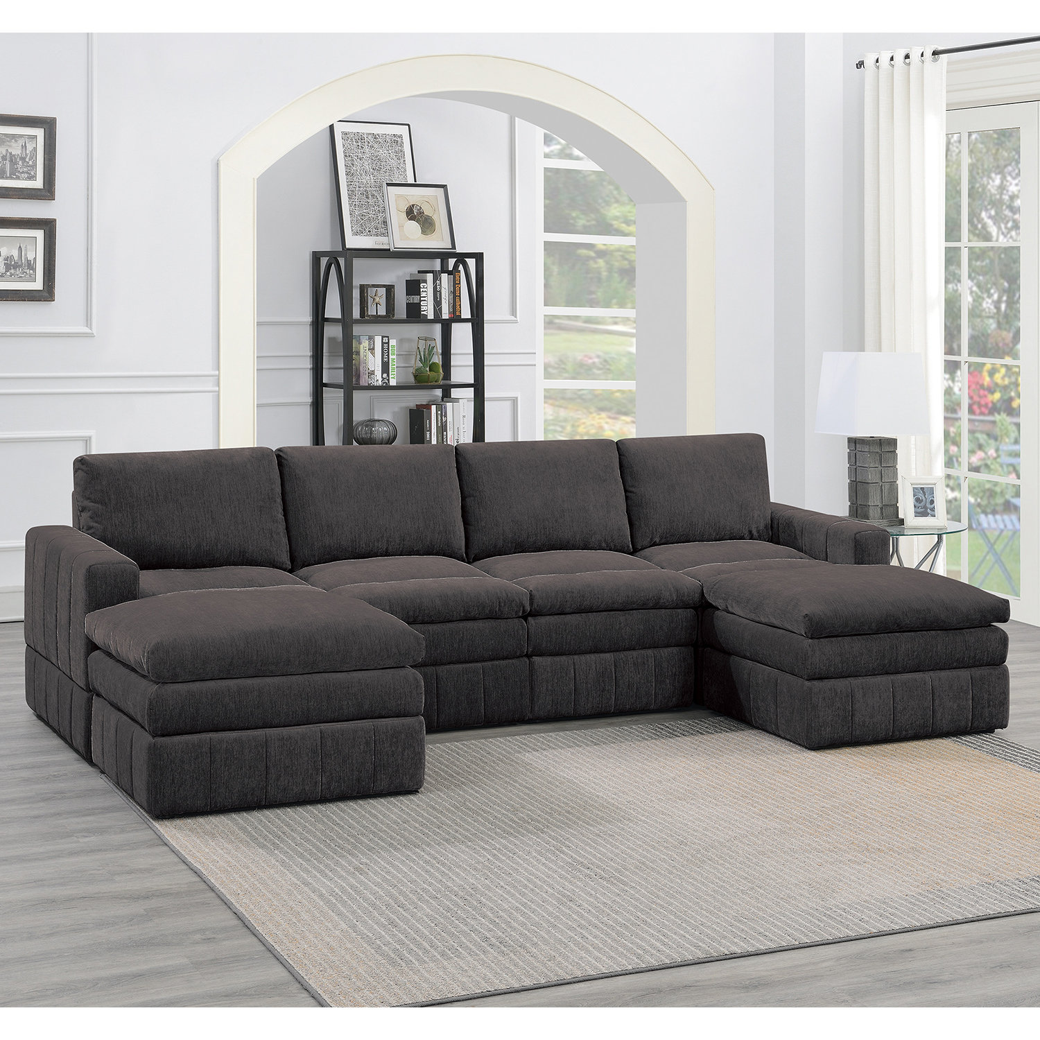 Wade Logan® Arieon 118" Wide Reversible Modular Sofa & Chaise with ...