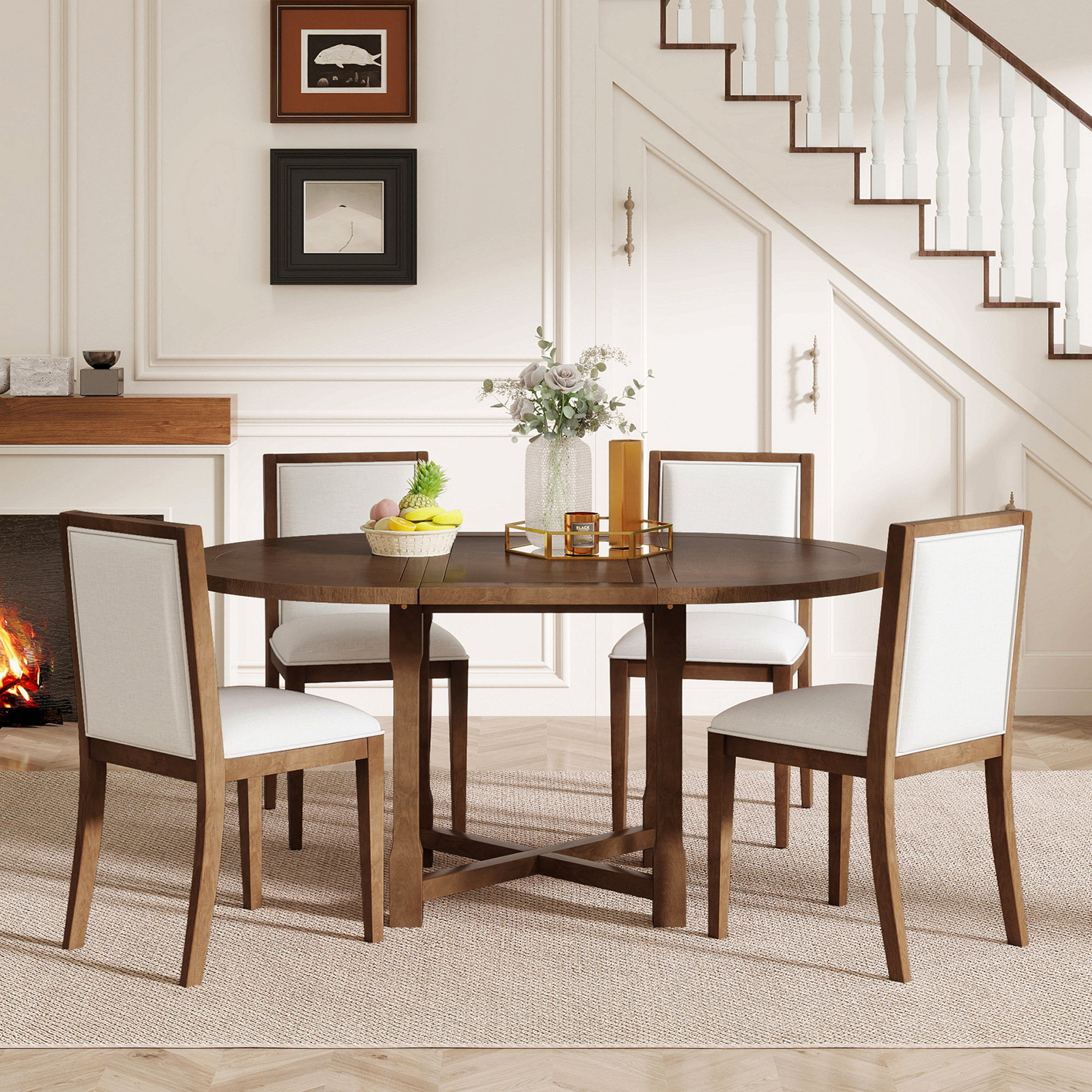 Ophelia & Co. 5-Piece Extendable Dining Table Set For 4, Round Dining ...