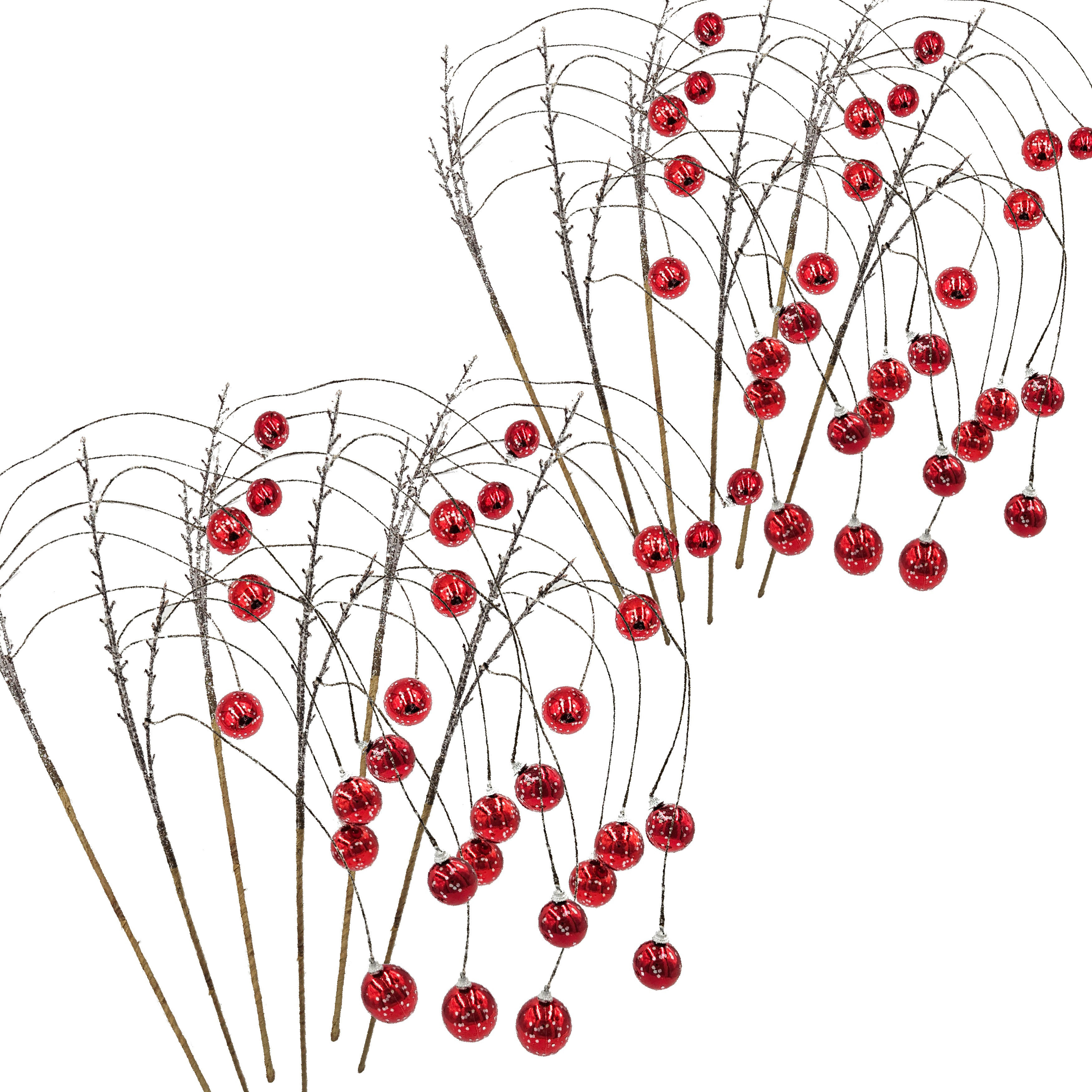 Primrue Faux Ball Hanging Spray Set of 12 43" Red | Wayfair