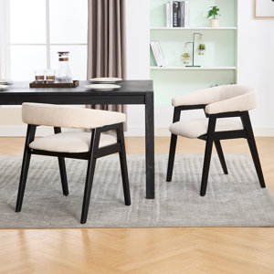 George Oliver Mid-Century Modern Dining Chairs, Linen Upholstered ...