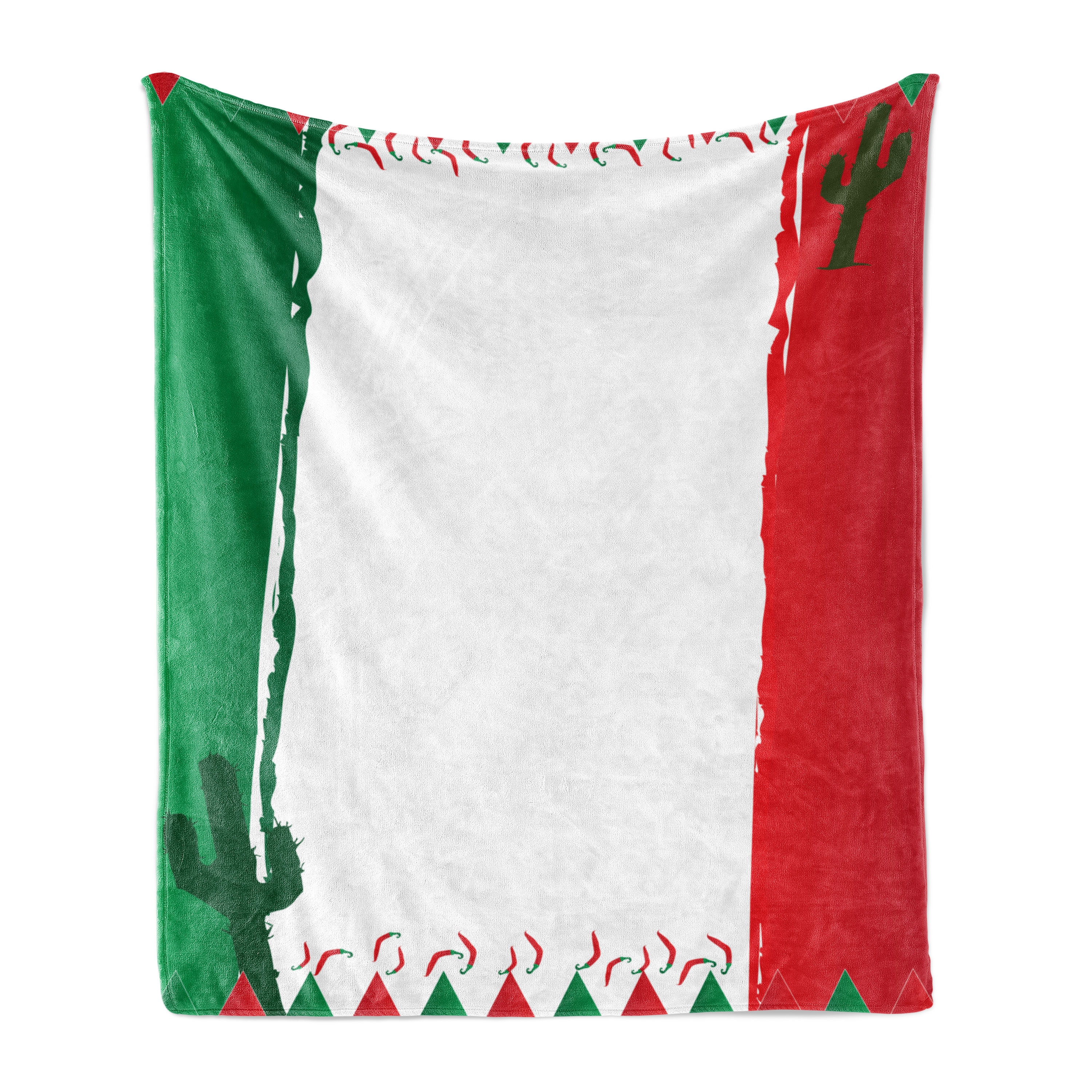Ambesonne Hispanic Fleece Throw Blanket Mexican Colors Flags Cacti Dark ...