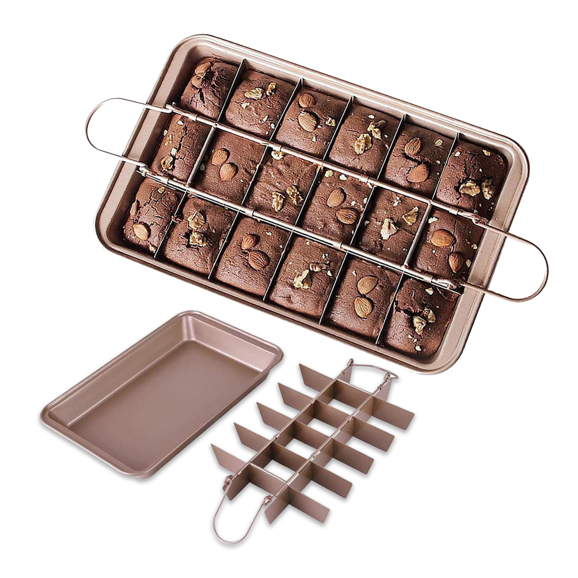 FEIYAN Brownie Pan With Dividers, Non Stick Baking Pan Sets, Carbon ...