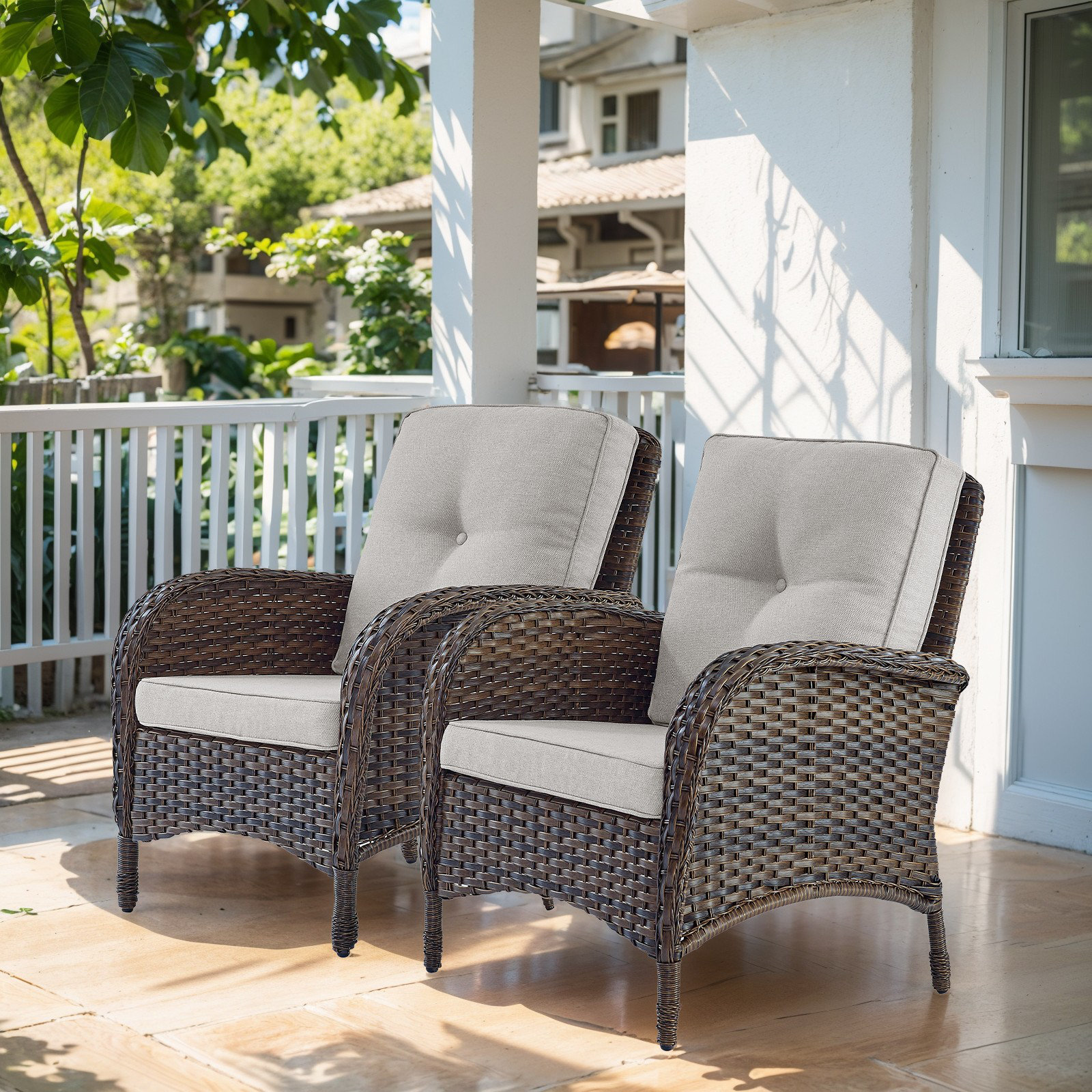 Lark Manor™ Braxleigh Outdoor Patio Wicker Chair With Cushions (2-Pack ...