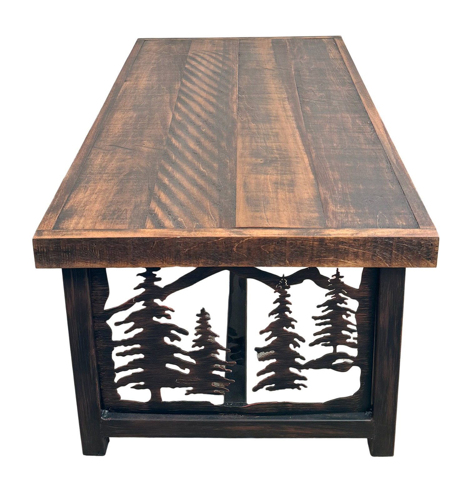 Loon Peak® RUGGED PINE/STAIN RECTANGLE IRON COFFEE TABLE WITH TREE ...