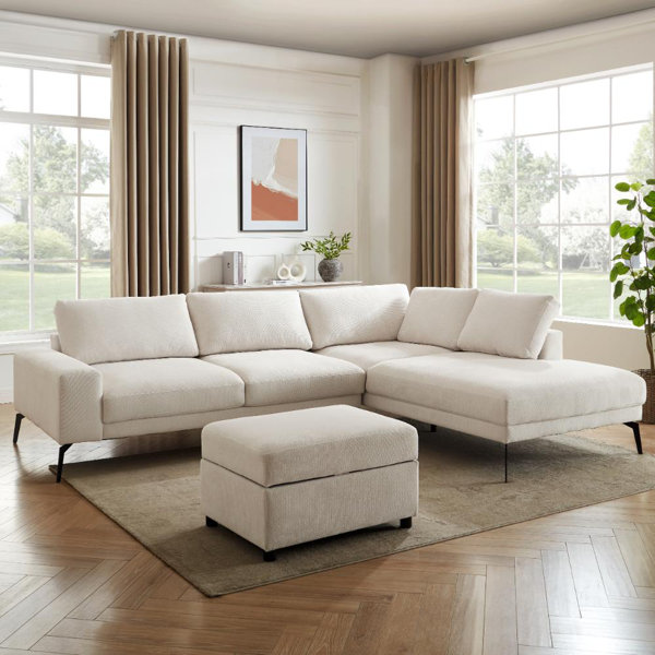 Ivy Bronx Derricka Right-Hand Facing Corner Sofa With Footstool Dark ...