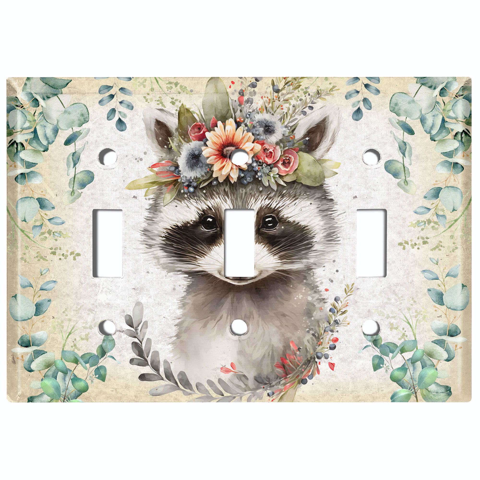 WorldAcc Metal Light Switch Plate Outlet Cover (Cute Racoon Animal ...