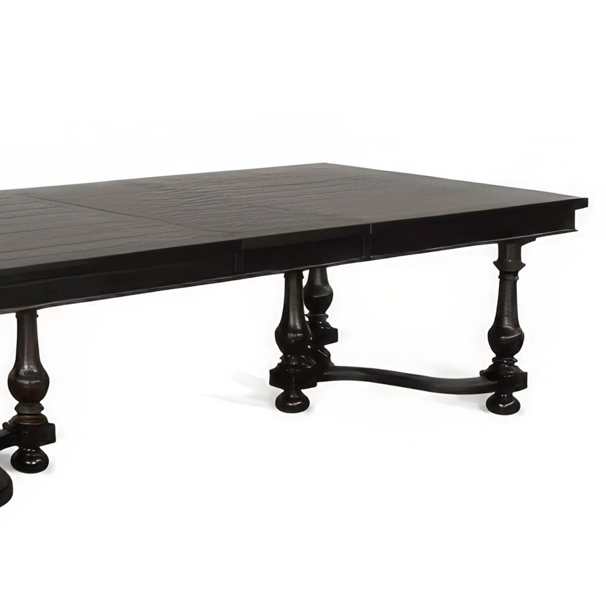 Benjara Elon Extendable Dining Table, 76-112 Inch Top, 6 Turned Legs ...
