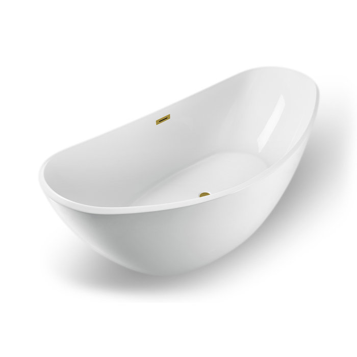 StreamlineBath 74.8'' x 35.4'' Freestanding Soaking Acrylic Bathtub ...