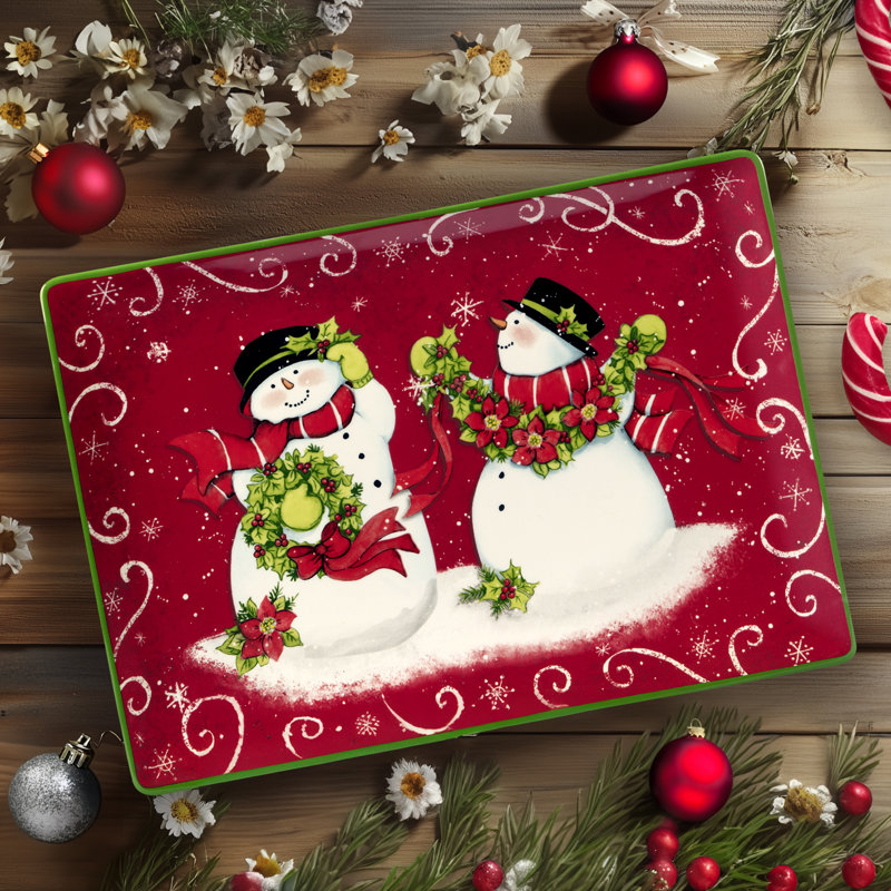 Certified International Holiday Magic Snowman Rectangular Platter 14In ...