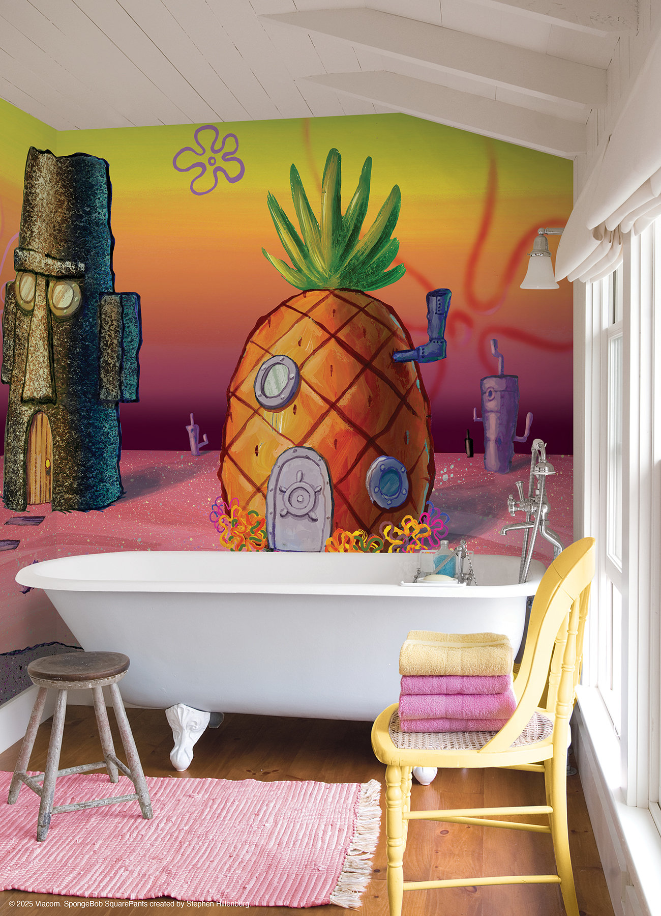 Harriet Bee SpongeBob SquarePants Sunset Pink Peel and Stick Mural ...