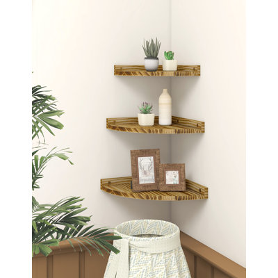 Millwood Pines Beckers Rustic Floating Corner Shelves & Reviews | Wayfair