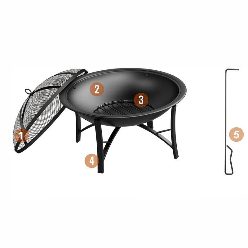 Lark Manor™ Steel Fire Bowl with Spark Screen Cover | Wayfair