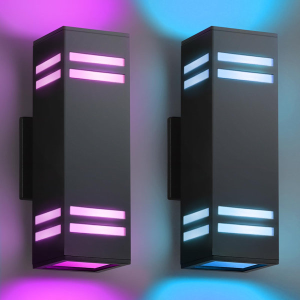 Orren Ellis 2 Pack Modern RGB Wall Lights Exterior Lights for House ...