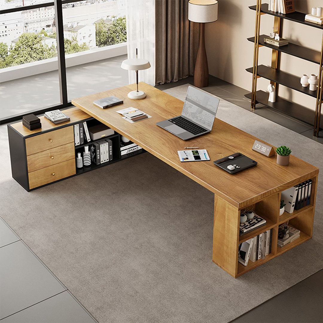 Furnire Lewi Burlywood Rectangular Solid Wood desks | Wayfair