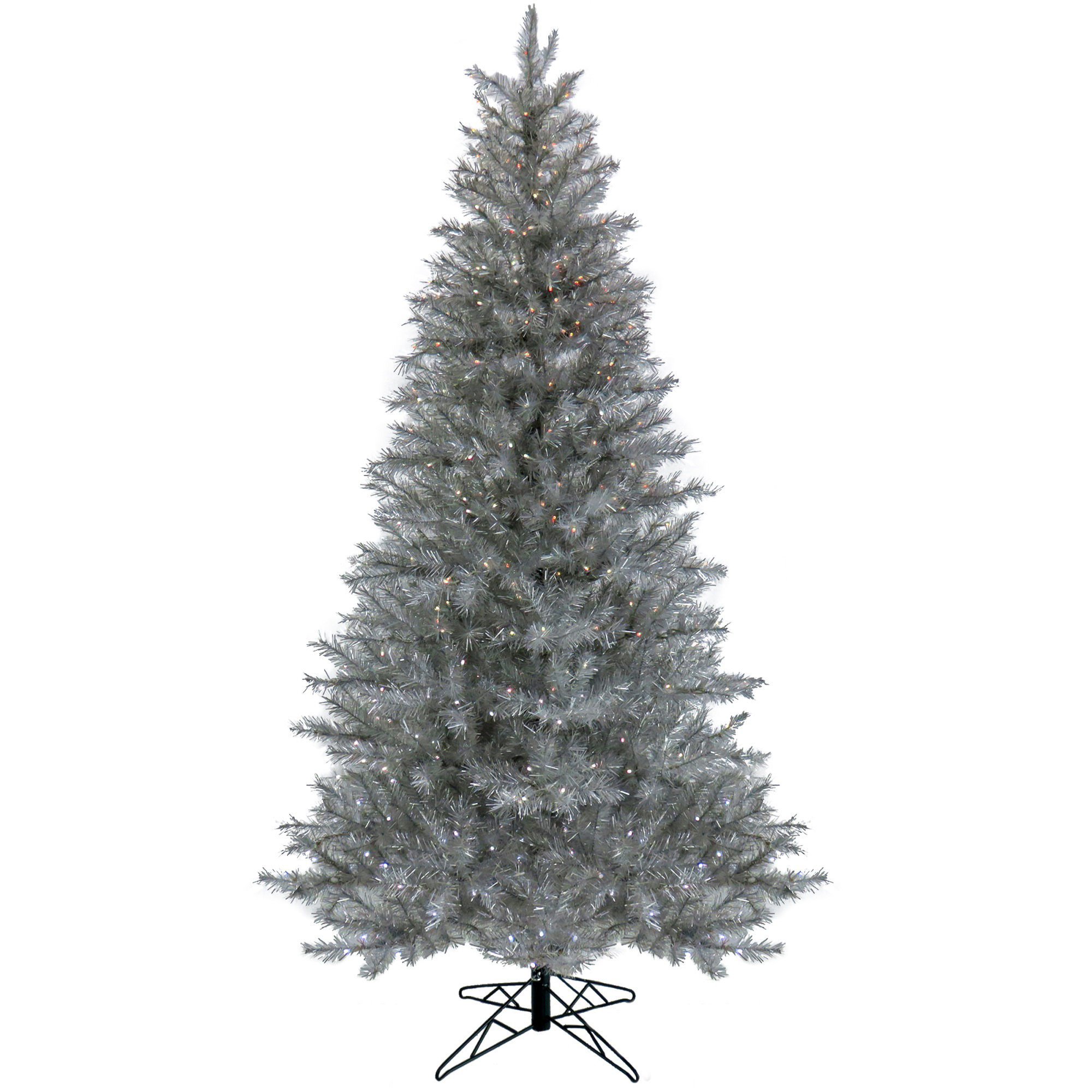 The Holiday Aisle® 7.5 ft. Pre-Lit Crystal Silver Metallic Tree | Wayfair