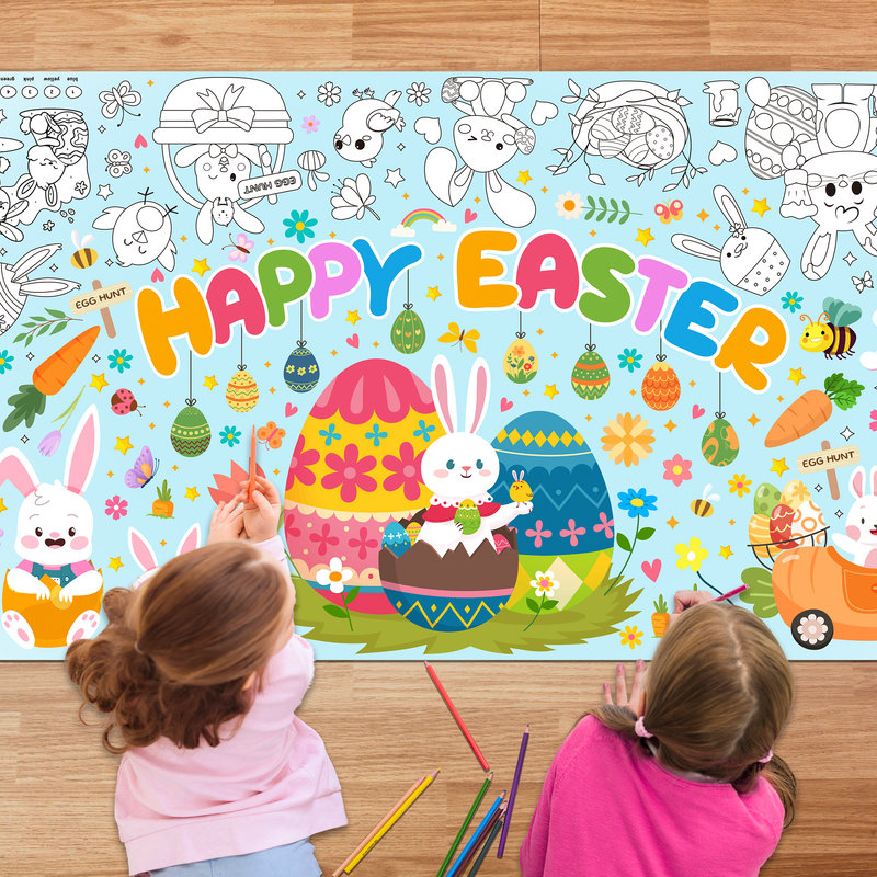 The Holiday Aisle® Easter Coloring Poster for Kids, 71 x 31.5'' Easter ...